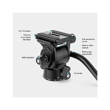 SmallRig Selection Cabezal inclinable para trípode con placa de liberación rápida para Arca ...